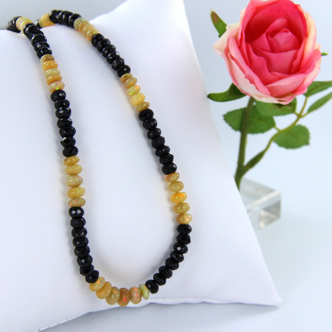 Opal-spinell-gold-kette Opal-collier 925er Silber Vergoldet - Etsy