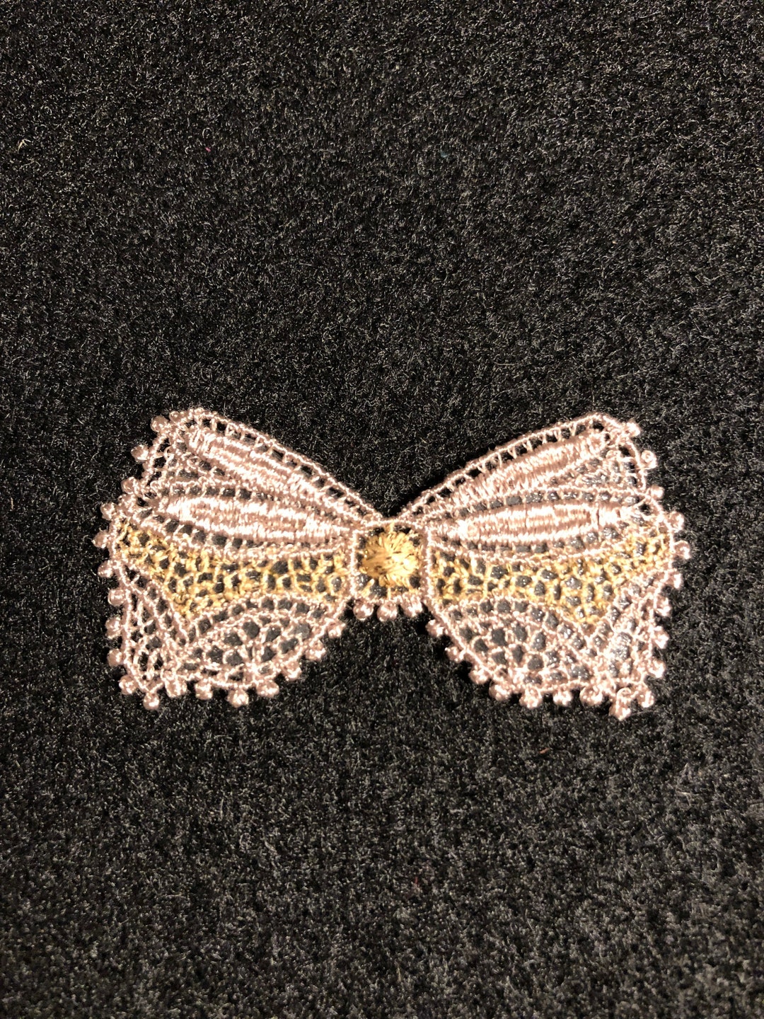 Fine Pale Pink Lace Bow With Metallic Silver Detail - Iron On - Etsy