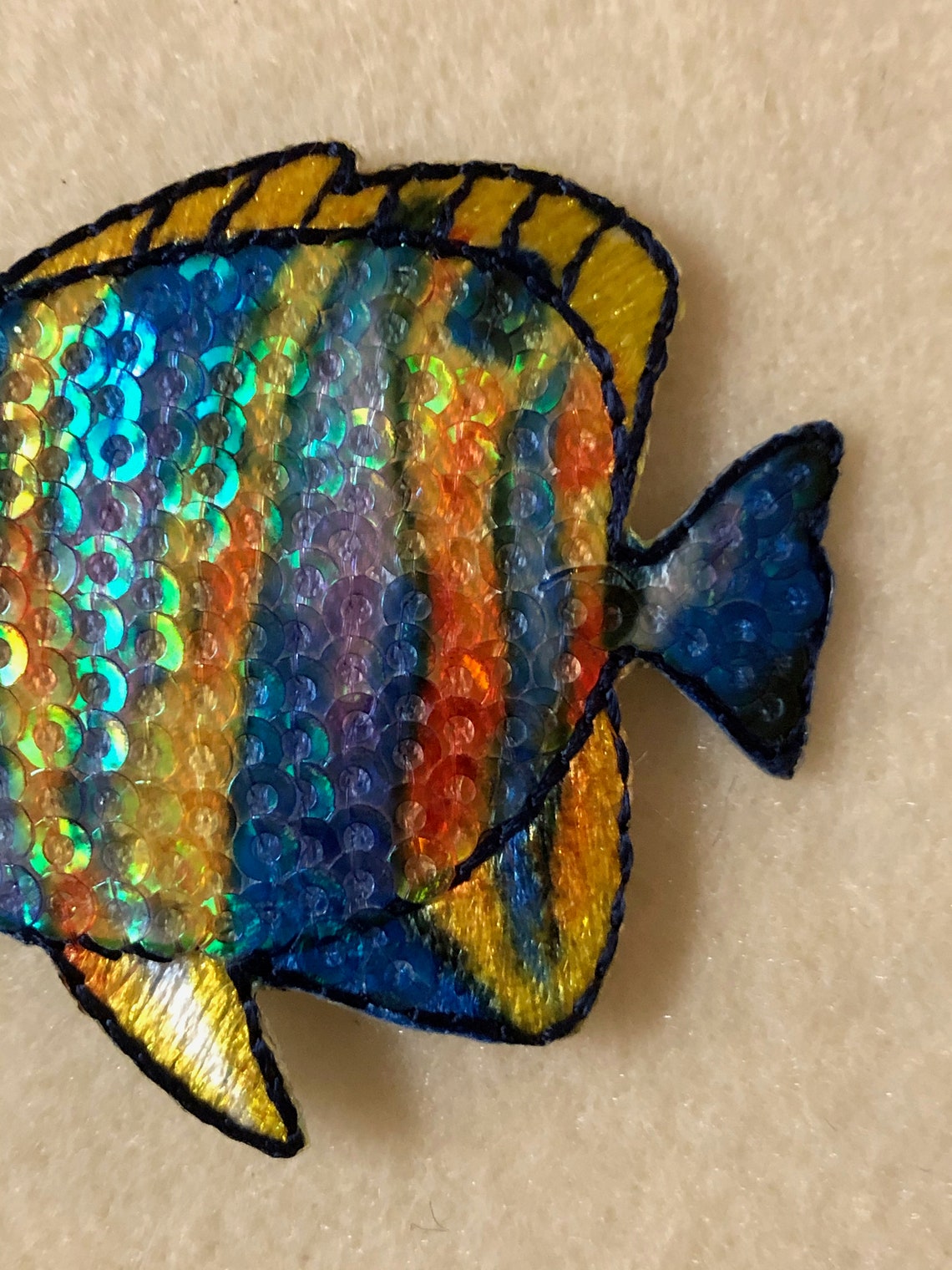 Applique - Fancy Tropical Fish With Sequins and Embroidery Iron On - Etsy