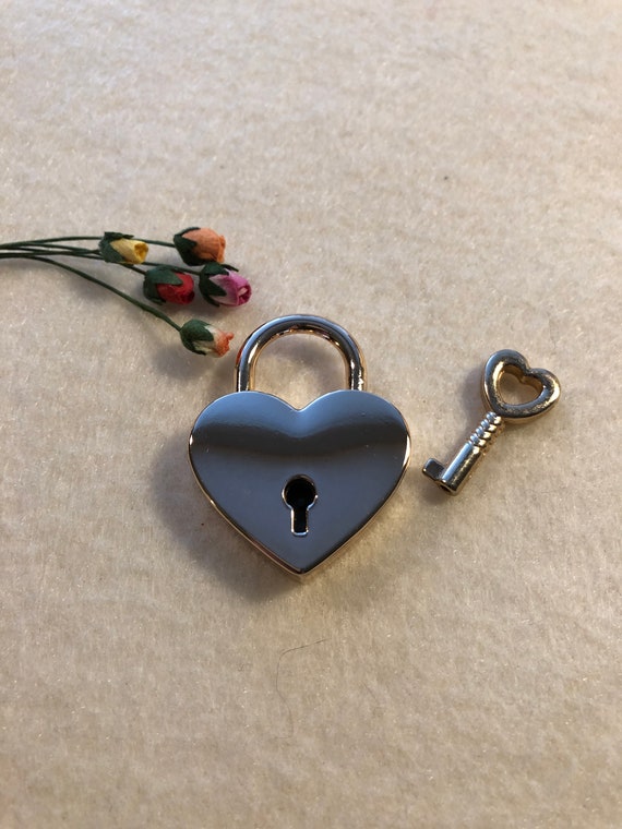 Heart Lock and Key in Gold Metal - Etsy
