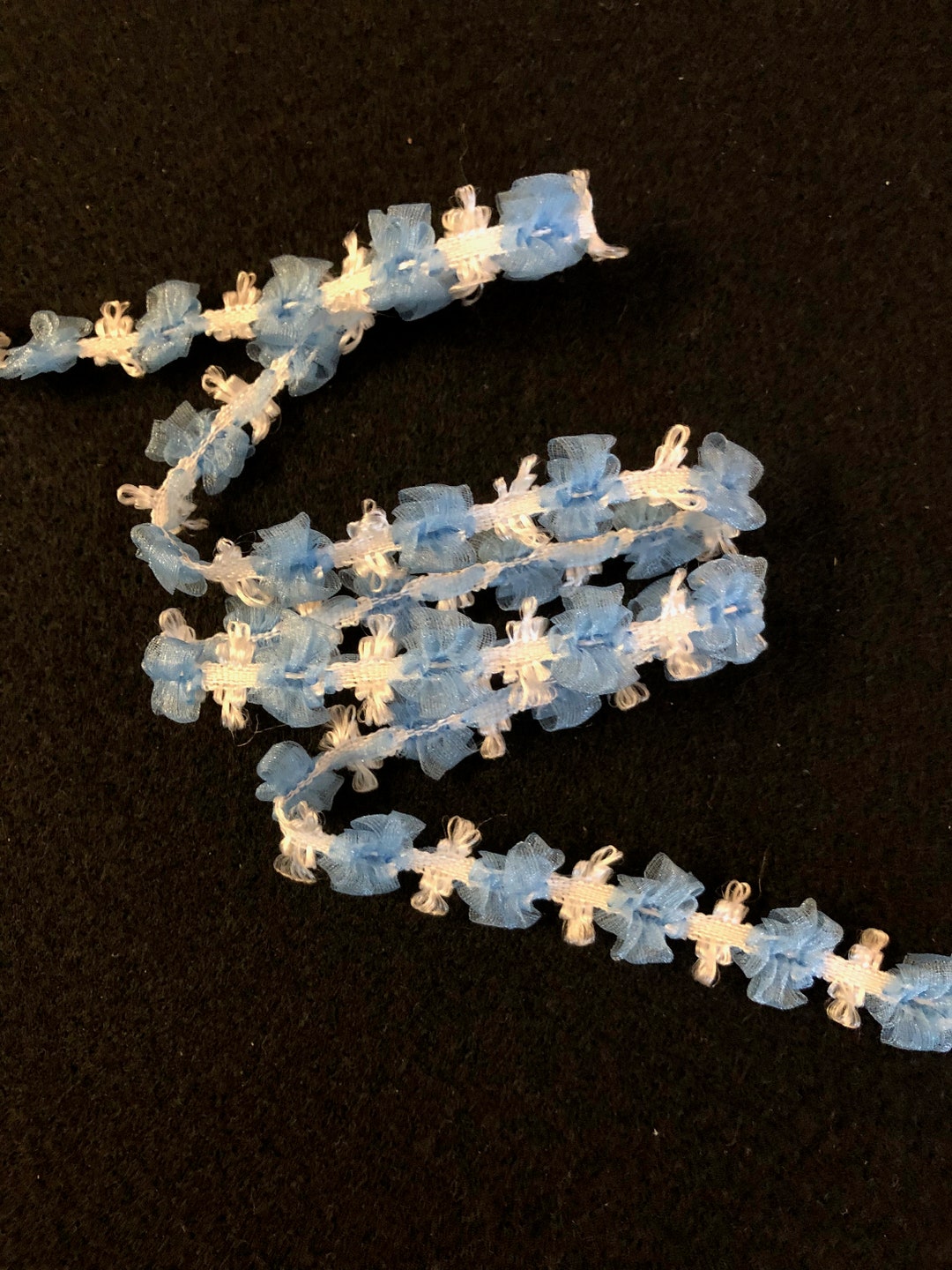 Elegant Sky Blue on White Organza Daisy Chain Trim - Etsy