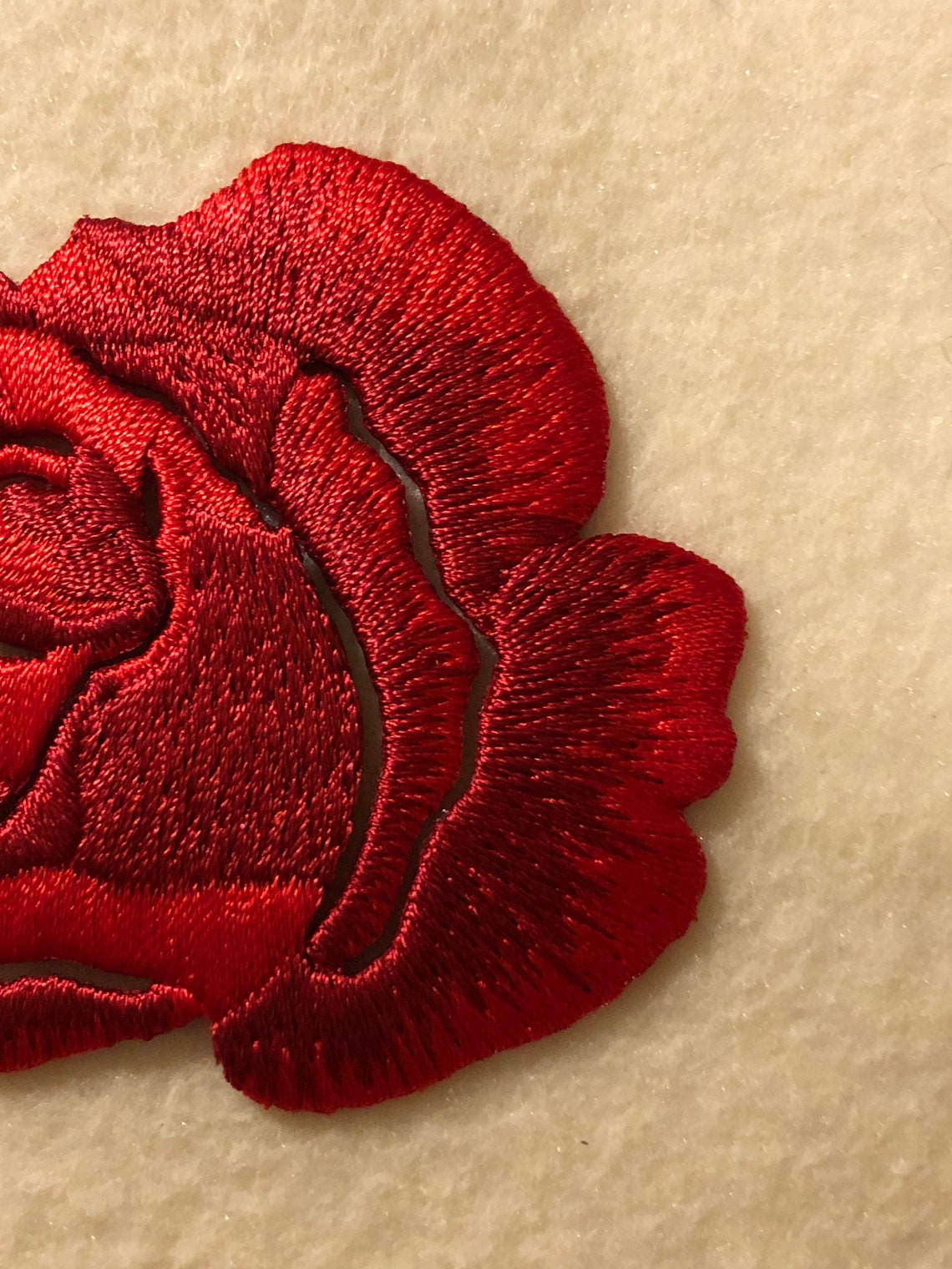 Appliqué Red Embroidered Rose Iron On | Etsy