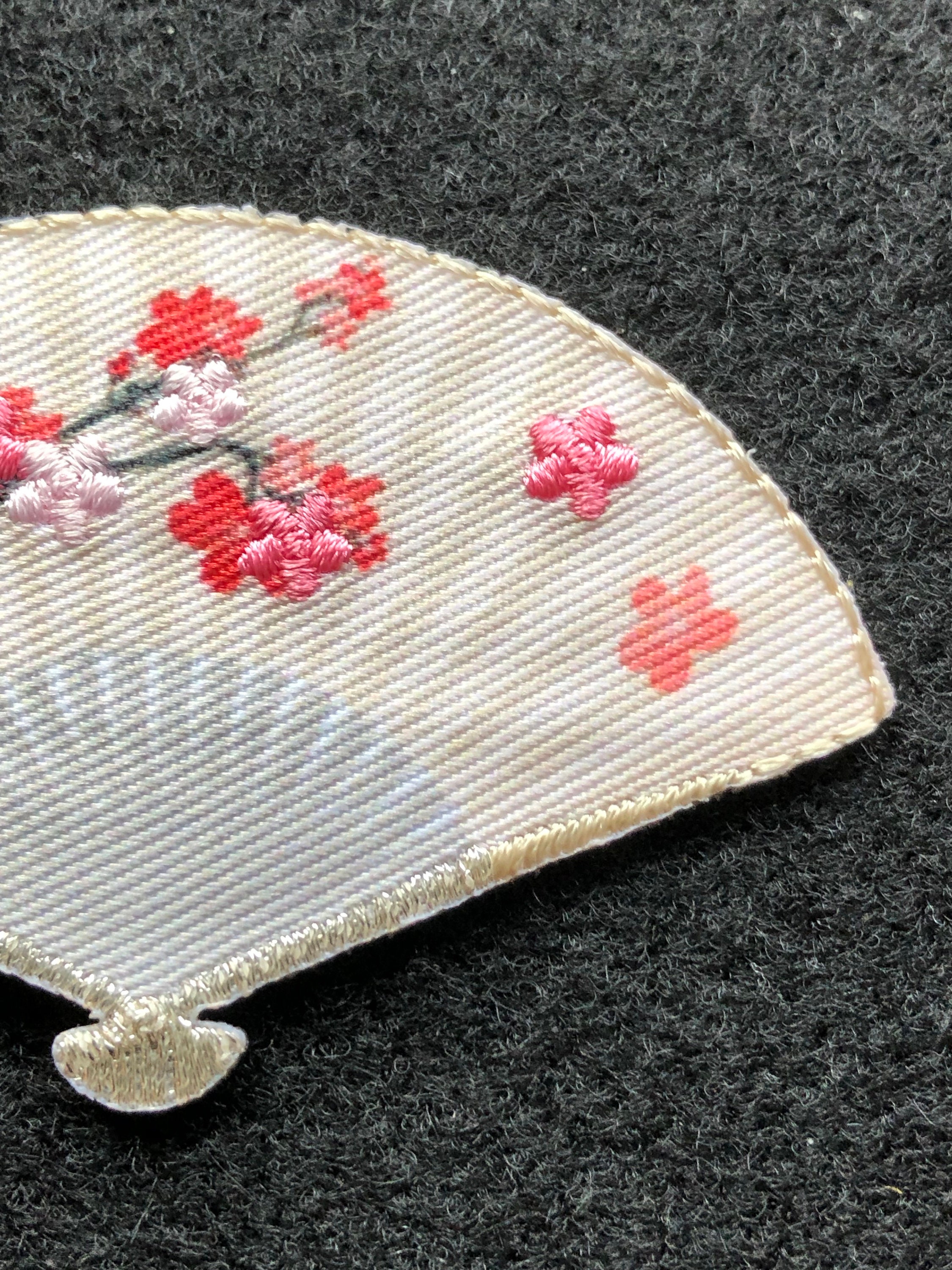 Applique Asian Fan with Cherry Blossoms and Embroidered | Etsy
