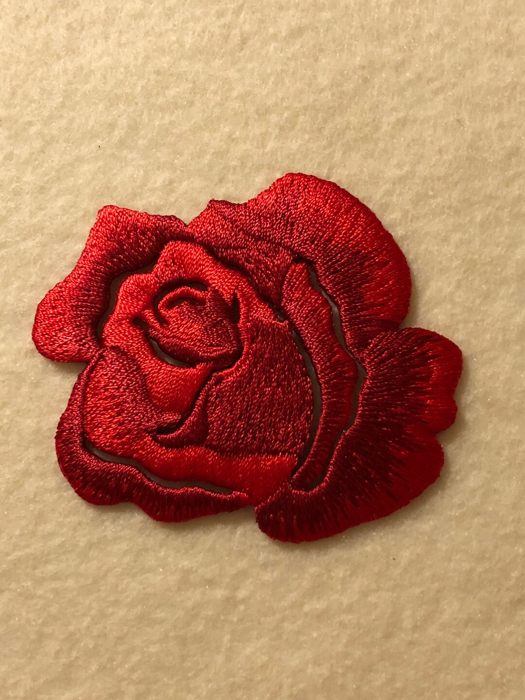 Appliqué - Red Embroidered Rose - Iron On - Etsy