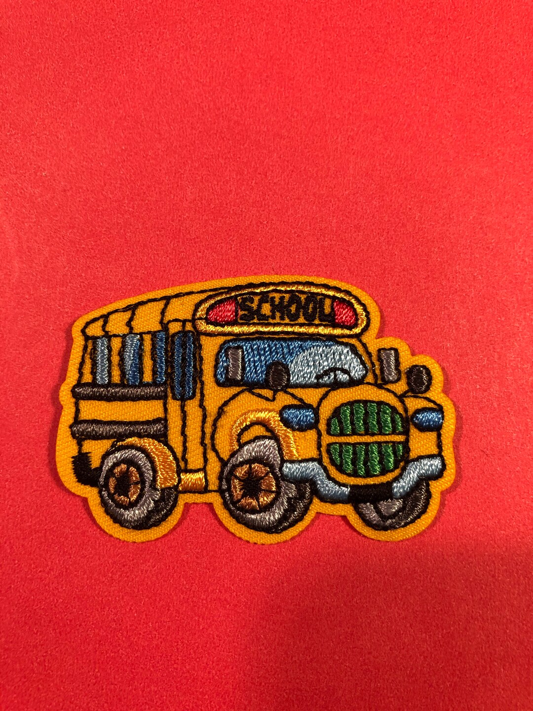 Applique - School Bus With Detailed Embroidery Iron On - Etsy