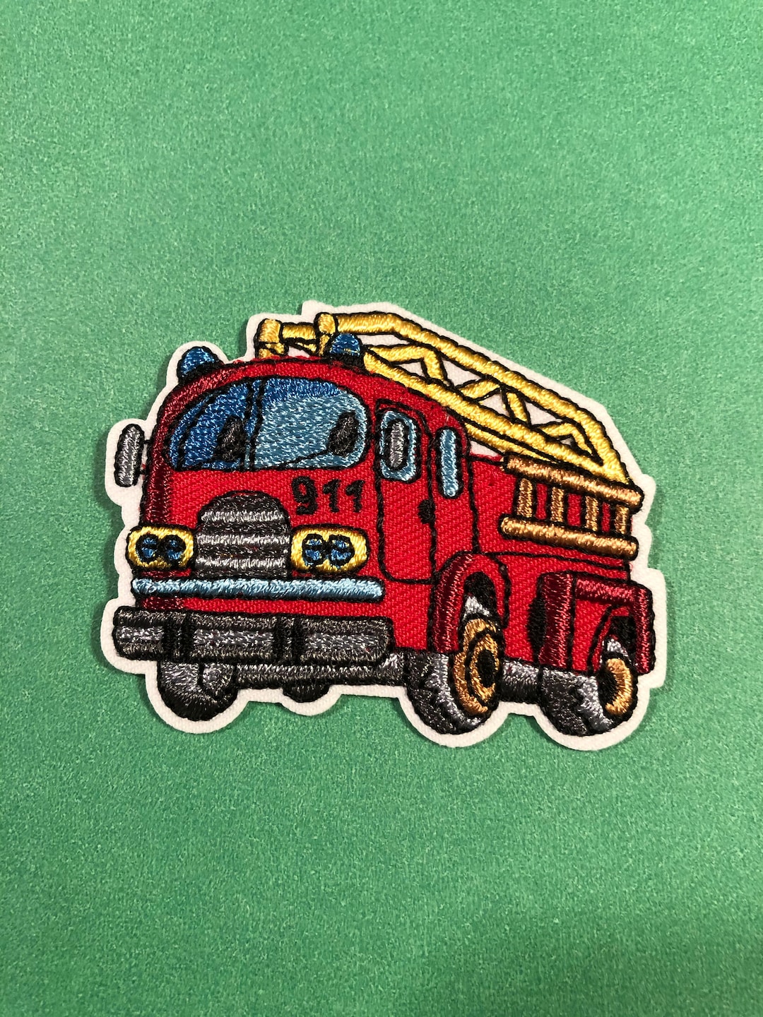 Applique - Fire Truck With Detailed Embroidery Iron On - Etsy