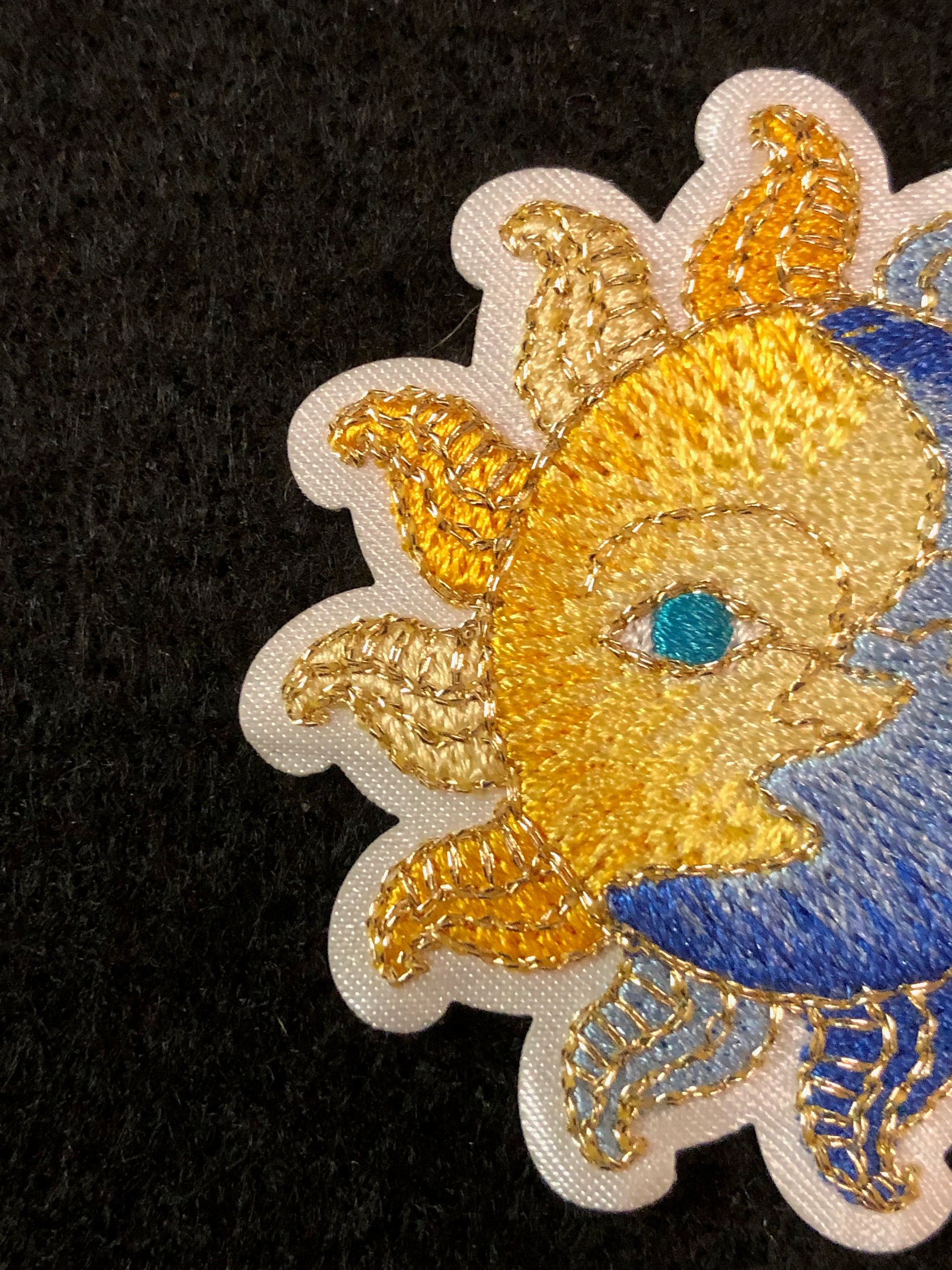 Applique - Embroidered Sun and Moon With Metallic Gold Detail - Iron On ...