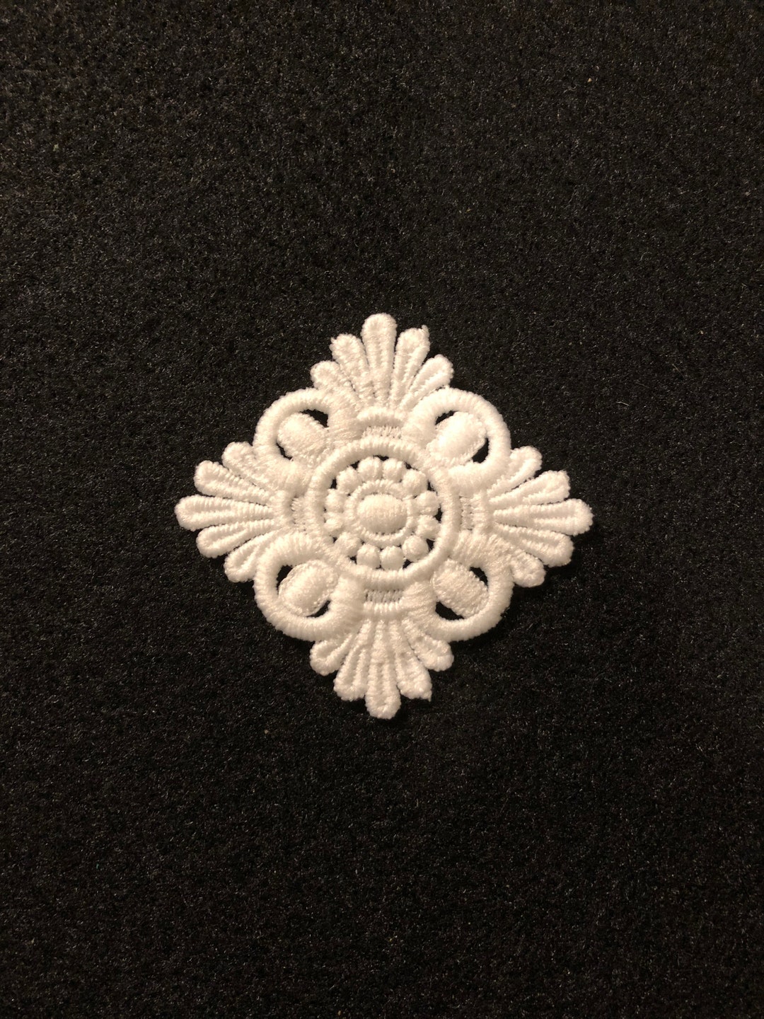 Applique - Embroidered White Lace Square - Etsy