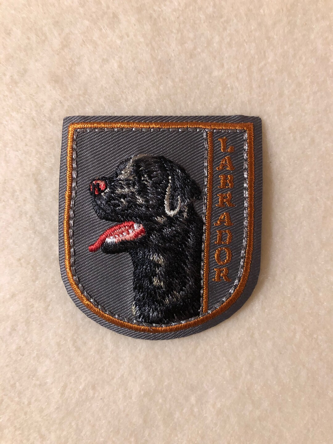 Appliqué - Embroidered Black Labrador Portrait on Grey - Iron On - Etsy