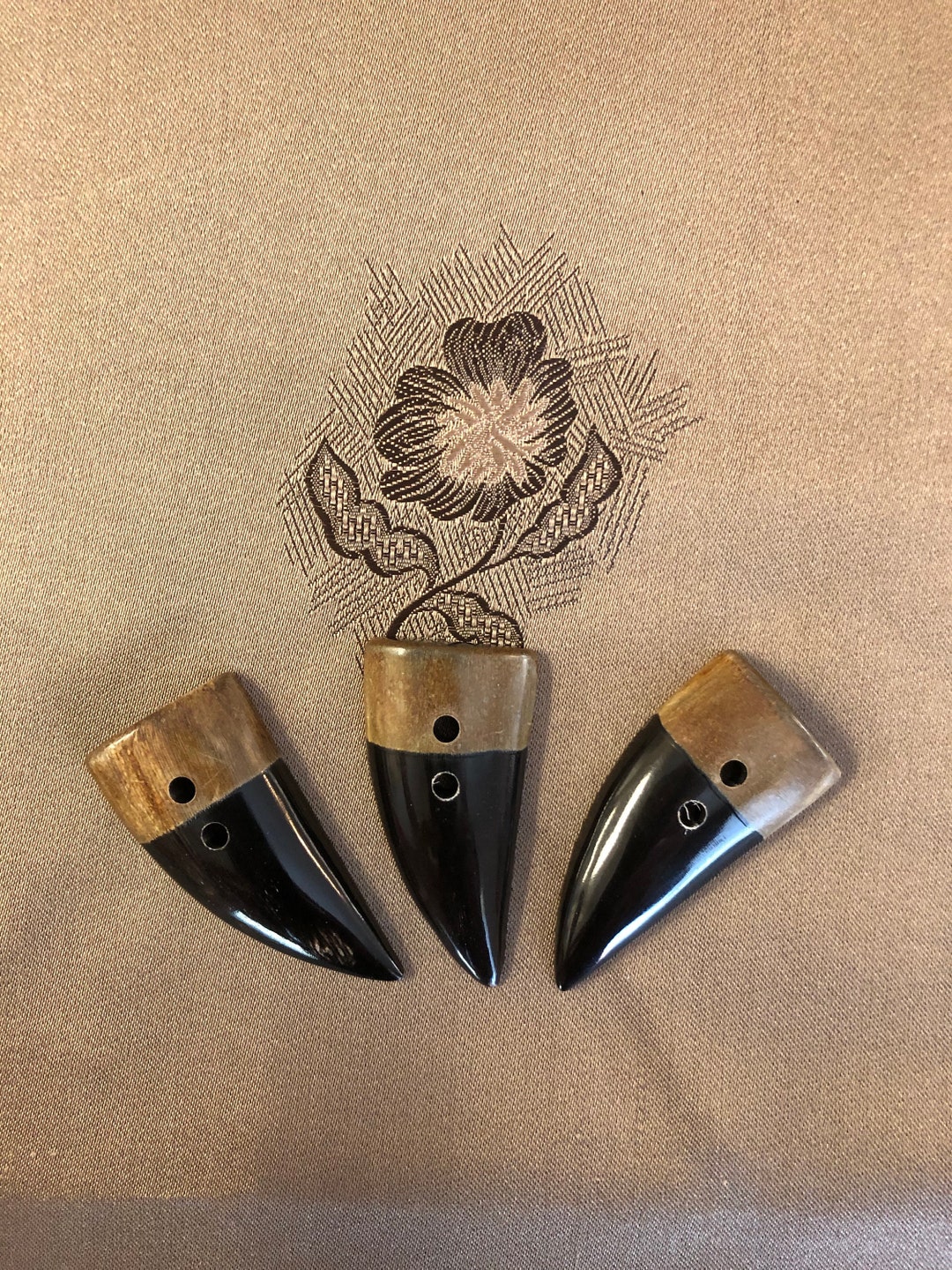 Wooden Two Tone "shark Tooth" Shaped Buttons Set of 3 - Etsy