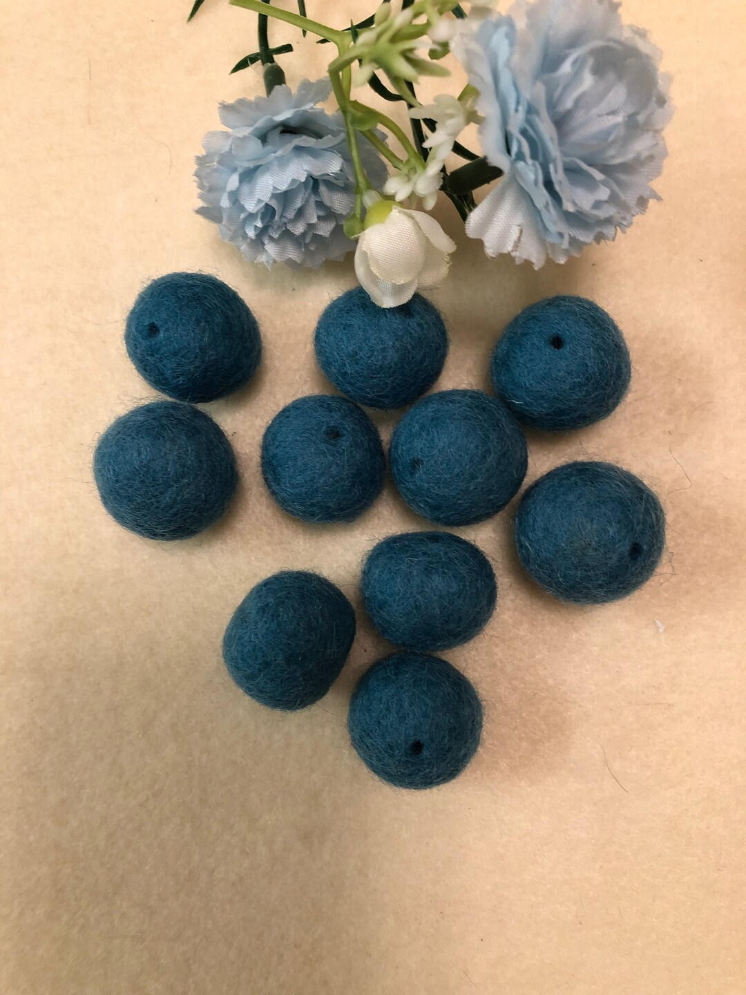 Felted Wool Beads - Teal Set of 10 - Etsy