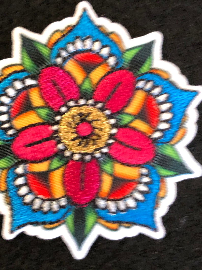Applique - Mandela Lotus Flower With Bright Embroidery Iron On - Etsy