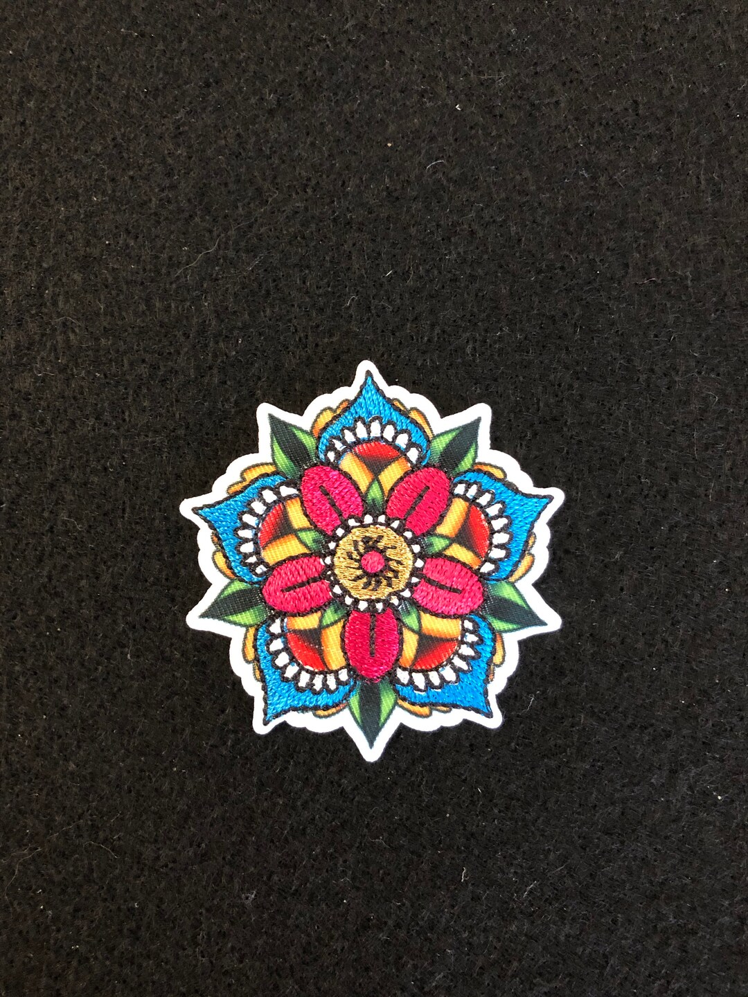 Applique - Mandela Lotus Flower With Bright Embroidery Iron On - Etsy
