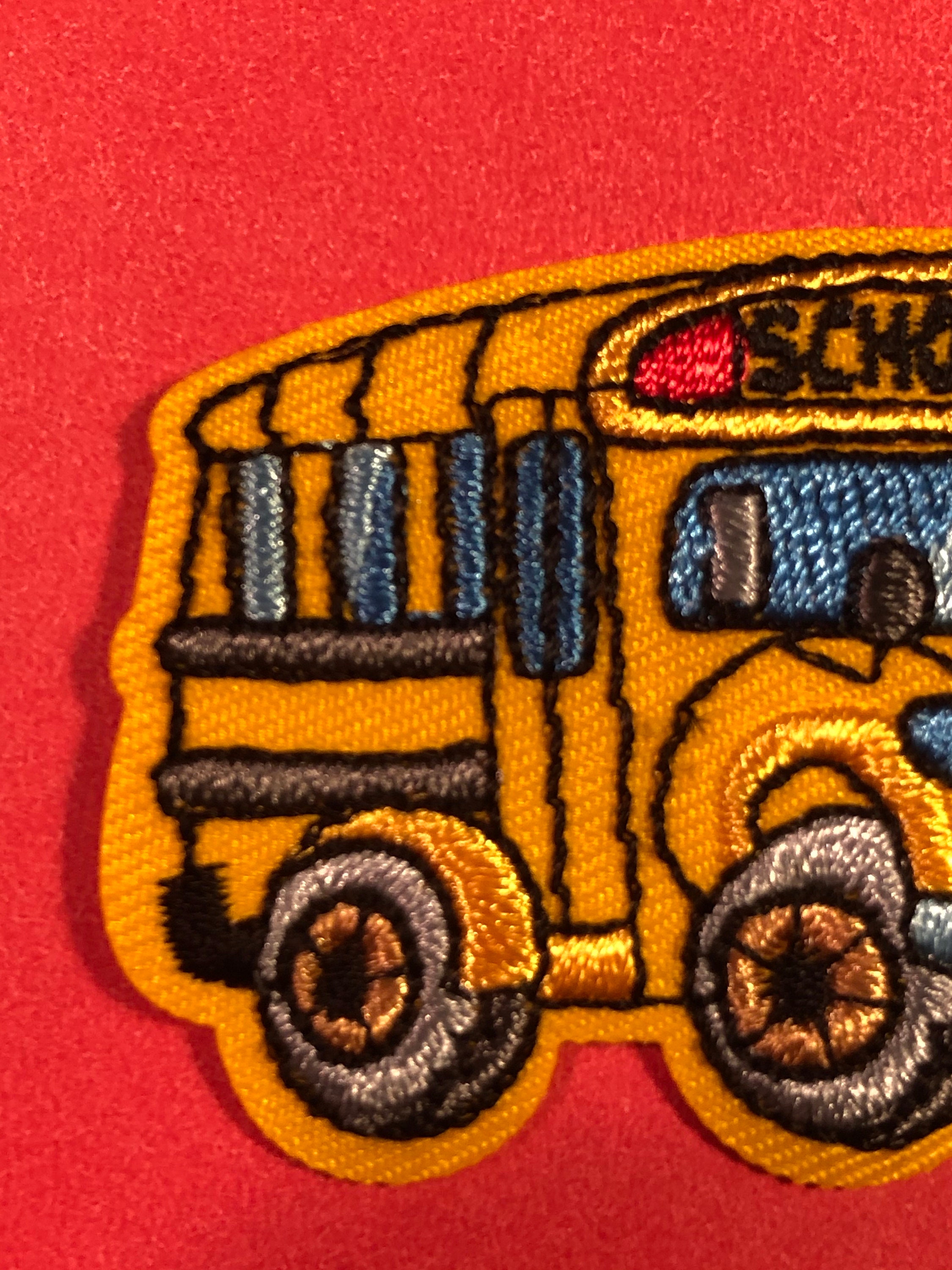 Applique - School Bus With Detailed Embroidery Iron On - Etsy