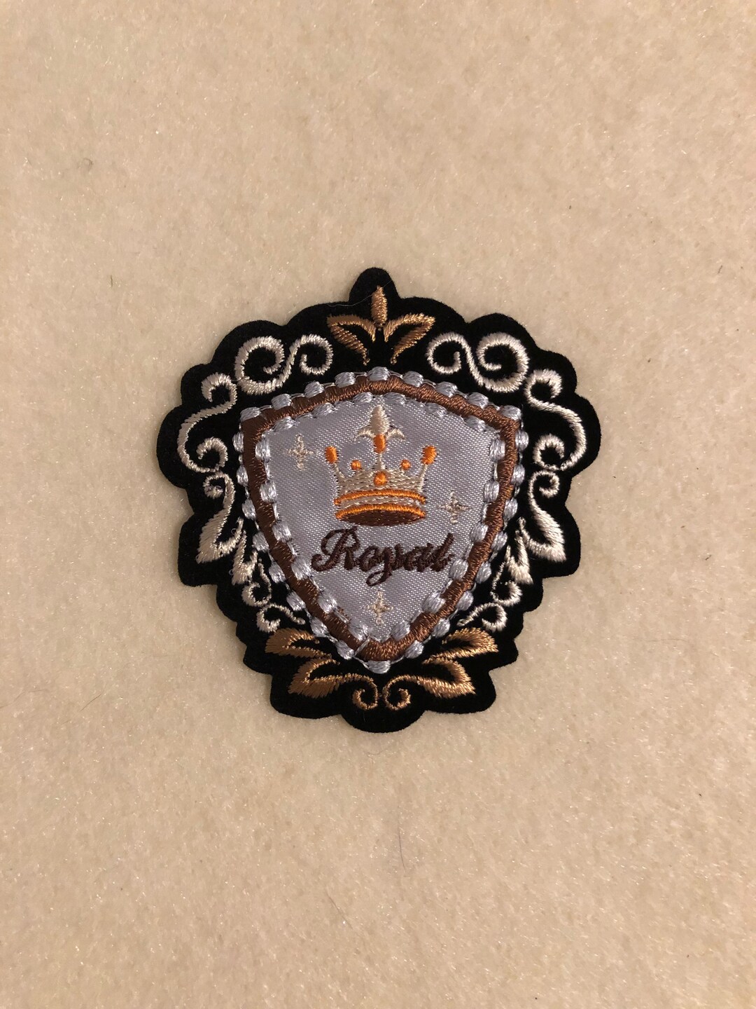 Applique - "royal" Patch With Crown and Flourishes - Iron On - Etsy