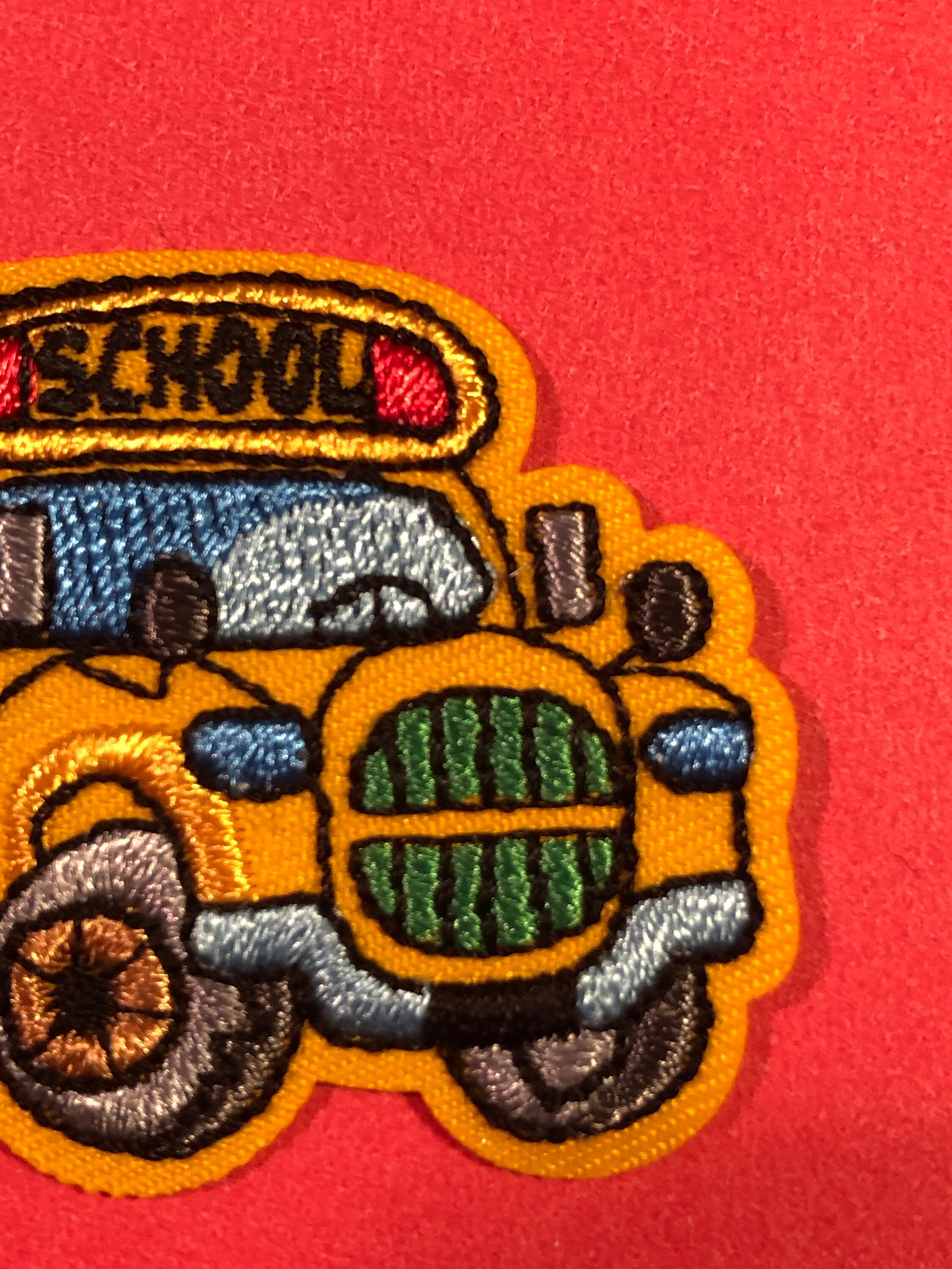 Applique - School Bus With Detailed Embroidery Iron On - Etsy