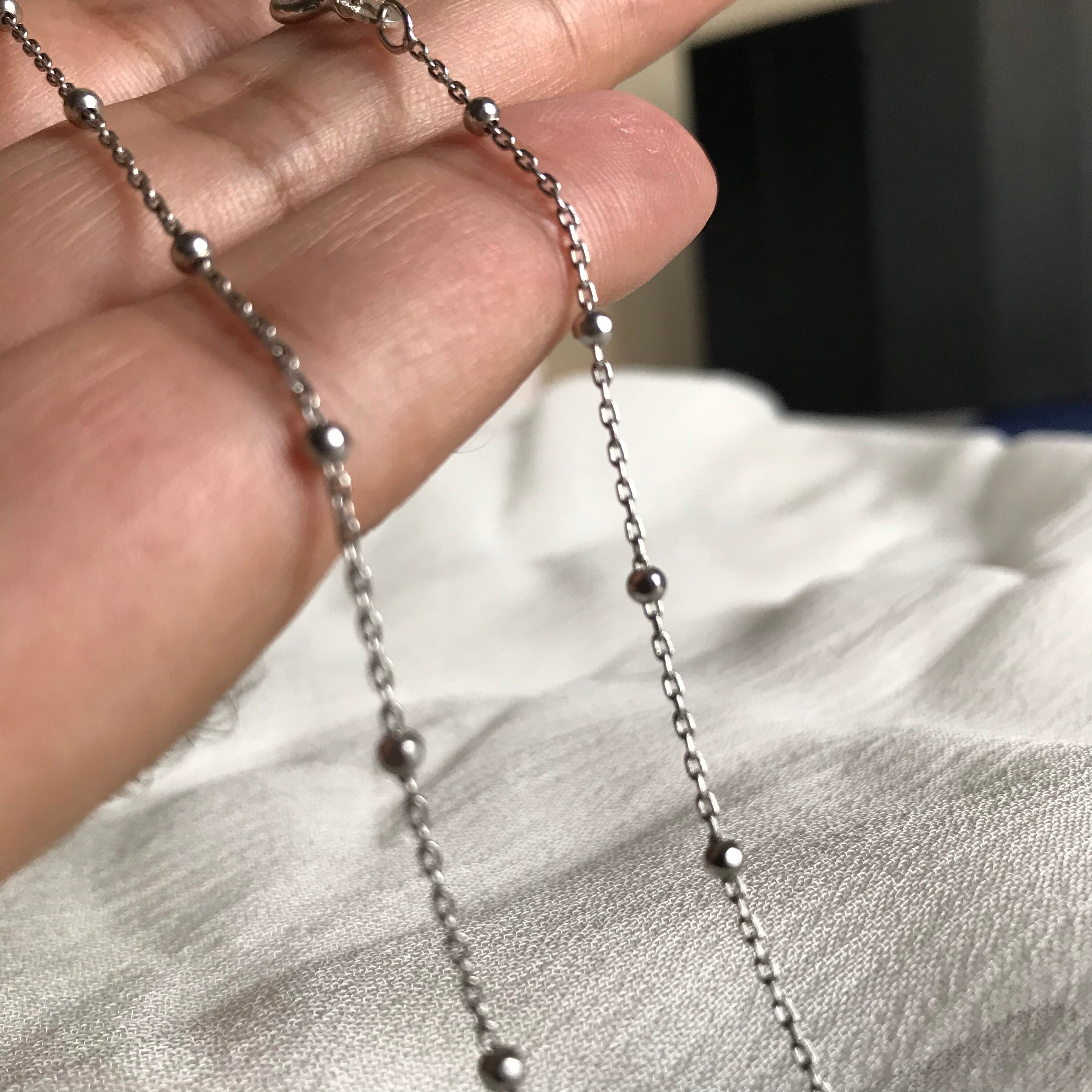 925 Silver beaded chain 925 sterling silver rhodium finish | Etsy