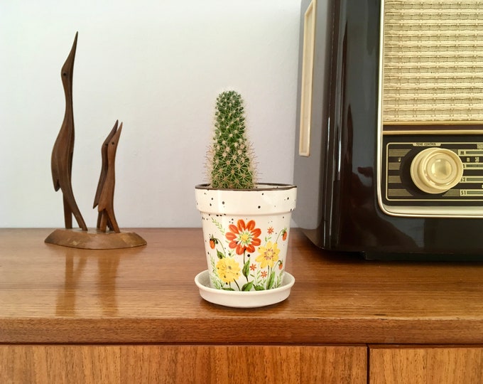 Vintage Small Flower Pot Planter 70s/80s Ceramic Floral Decor - Etsy