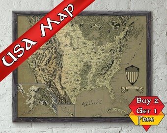 Fantasy Map of United States, USA Map - Etsy