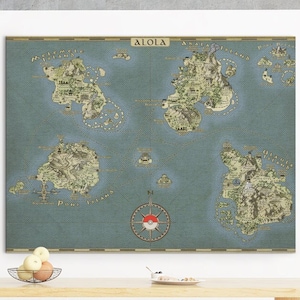 Pokemon Canvas Alola Map, Fantasy Map Canvas Print, Pokemon Canvas ...