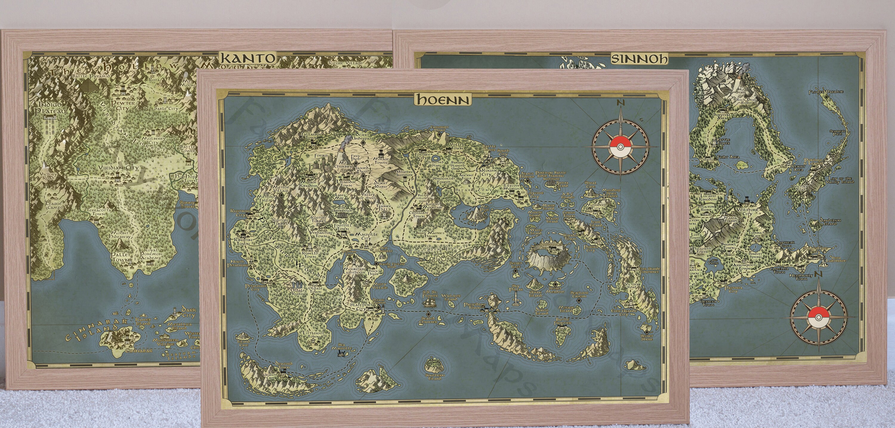 Pokemon Print Sinnoh Fantasy Map Anniversary Gift for Him - Etsy Australia