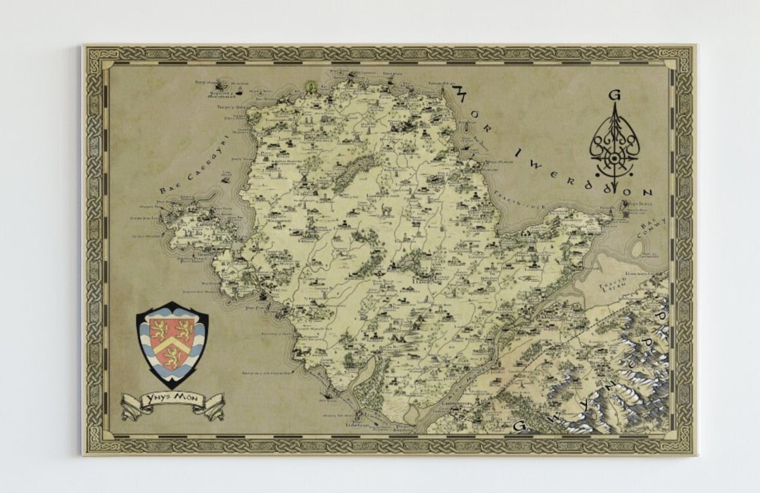 Anglesey Canvas, Ynys Mon Fantasy Map, Gift for Him Her, Present for ...