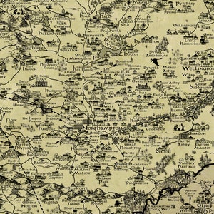 Northamptonshire Canvas, Northampton Fantasy Map, Kettering Print ...