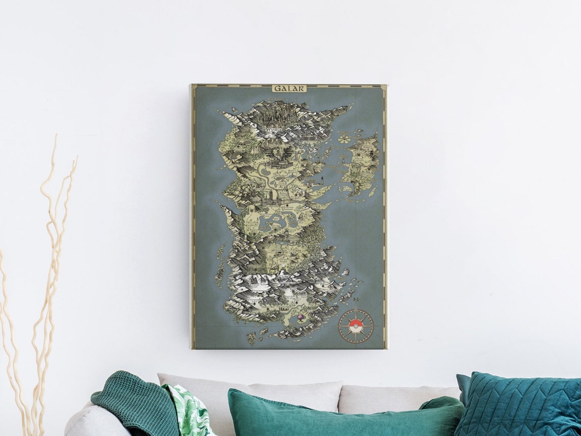 Pokemon Canvas Galar Map Fantasy Map Canvas Print Pokemon - Etsy UK