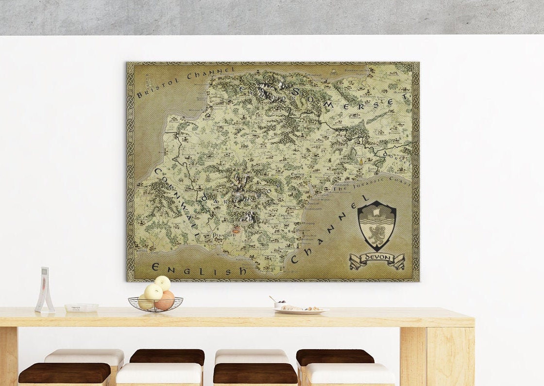 Devon Canvas Fantasy Map Devon Print Devon Wall Art Geeky - Etsy UK