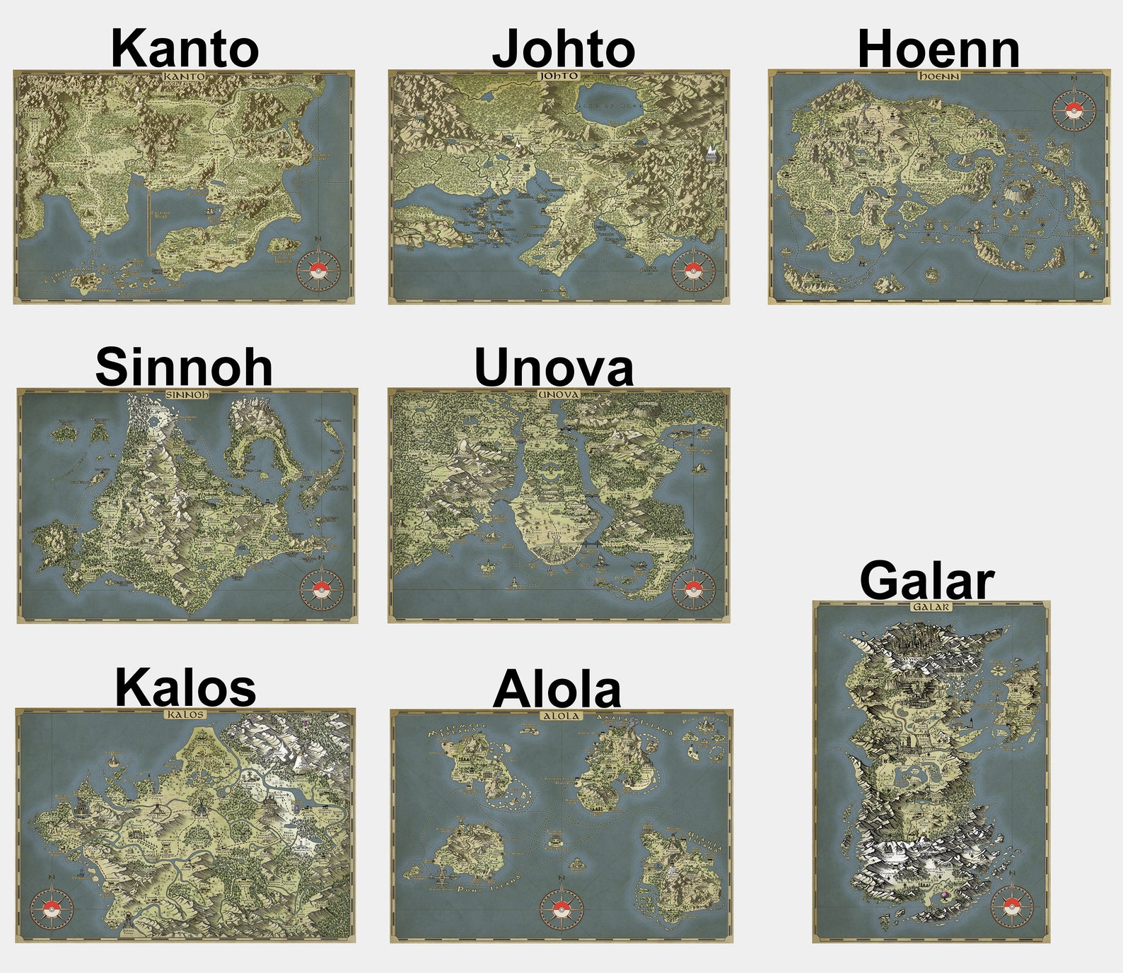 Pokemon Print Alola Fantasy Map Geeky Gift for Him - Etsy