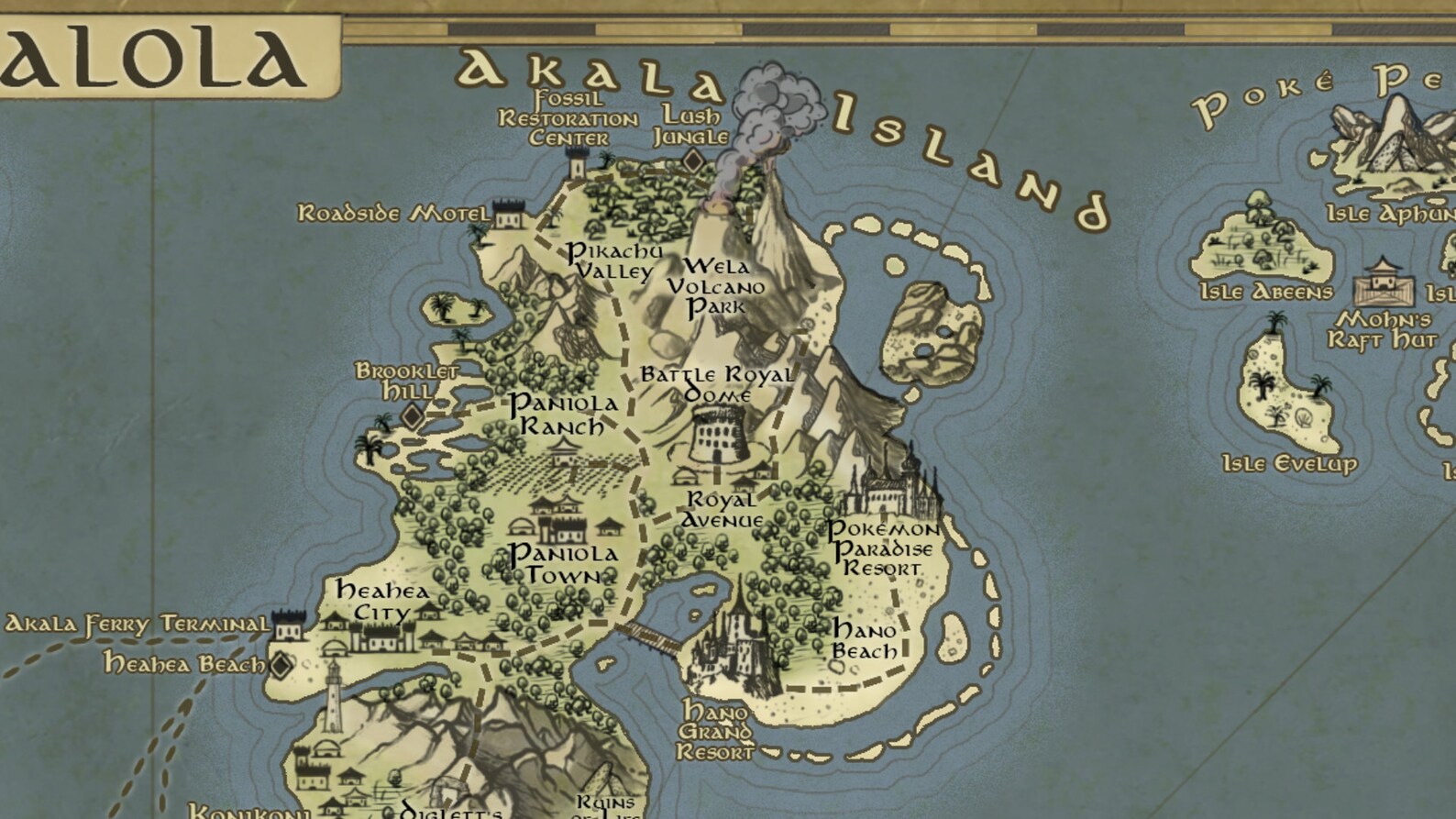 Pokemon Canvas Alola Map, Fantasy Map Canvas Print, Pokemon Canvas ...