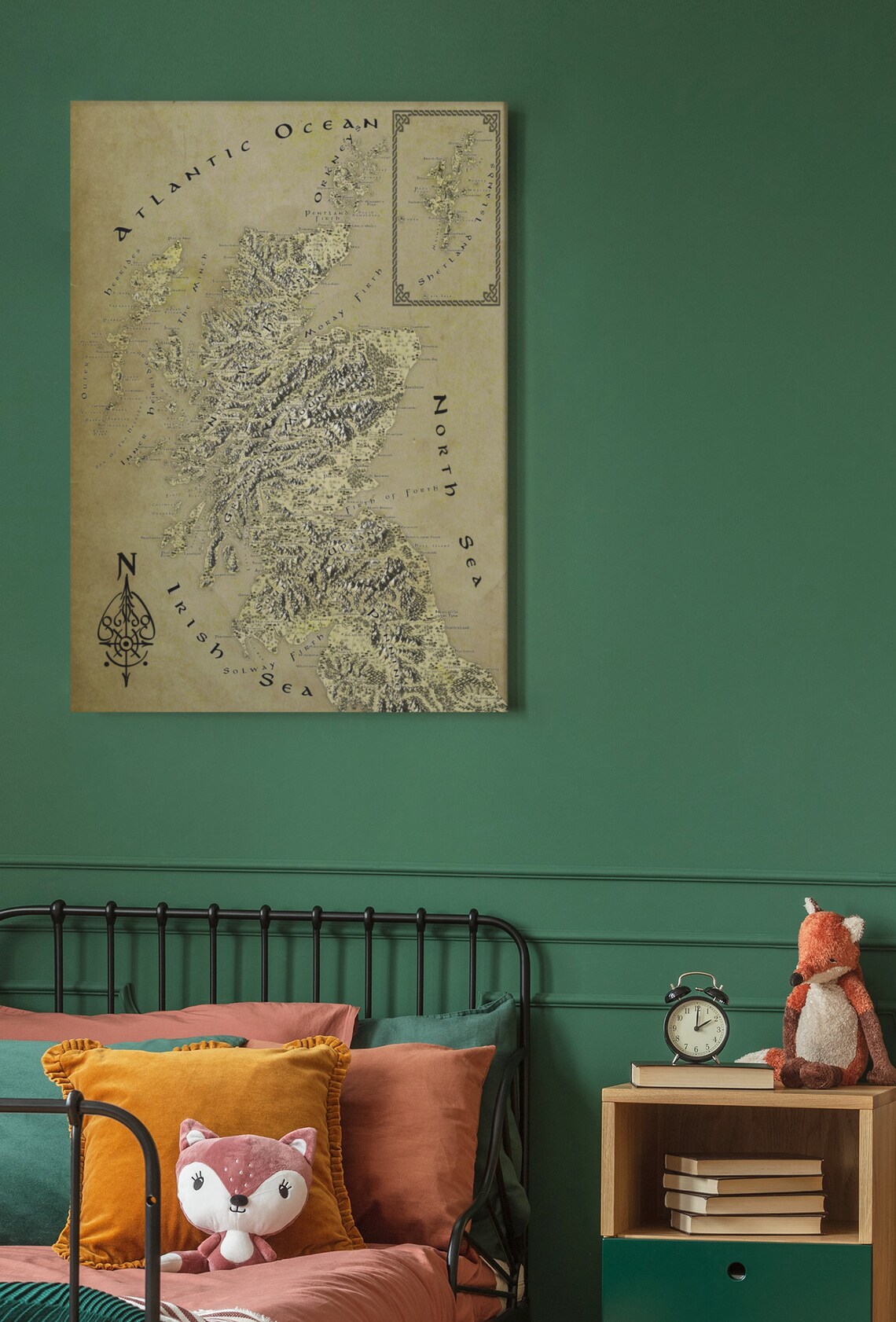 Scotland Canvas Fantasy Map, Scotland Map, Hand Drawn, Scottish Gifts ...
