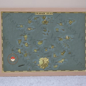 Pokemon Print Orange Isles, Fantasy Map, Orange Islands Map, Geeky Gift ...