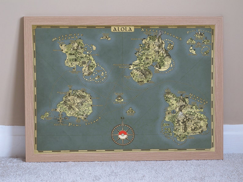 Pokemon Print Alola Fantasy Map Geeky Gift for Him - Etsy