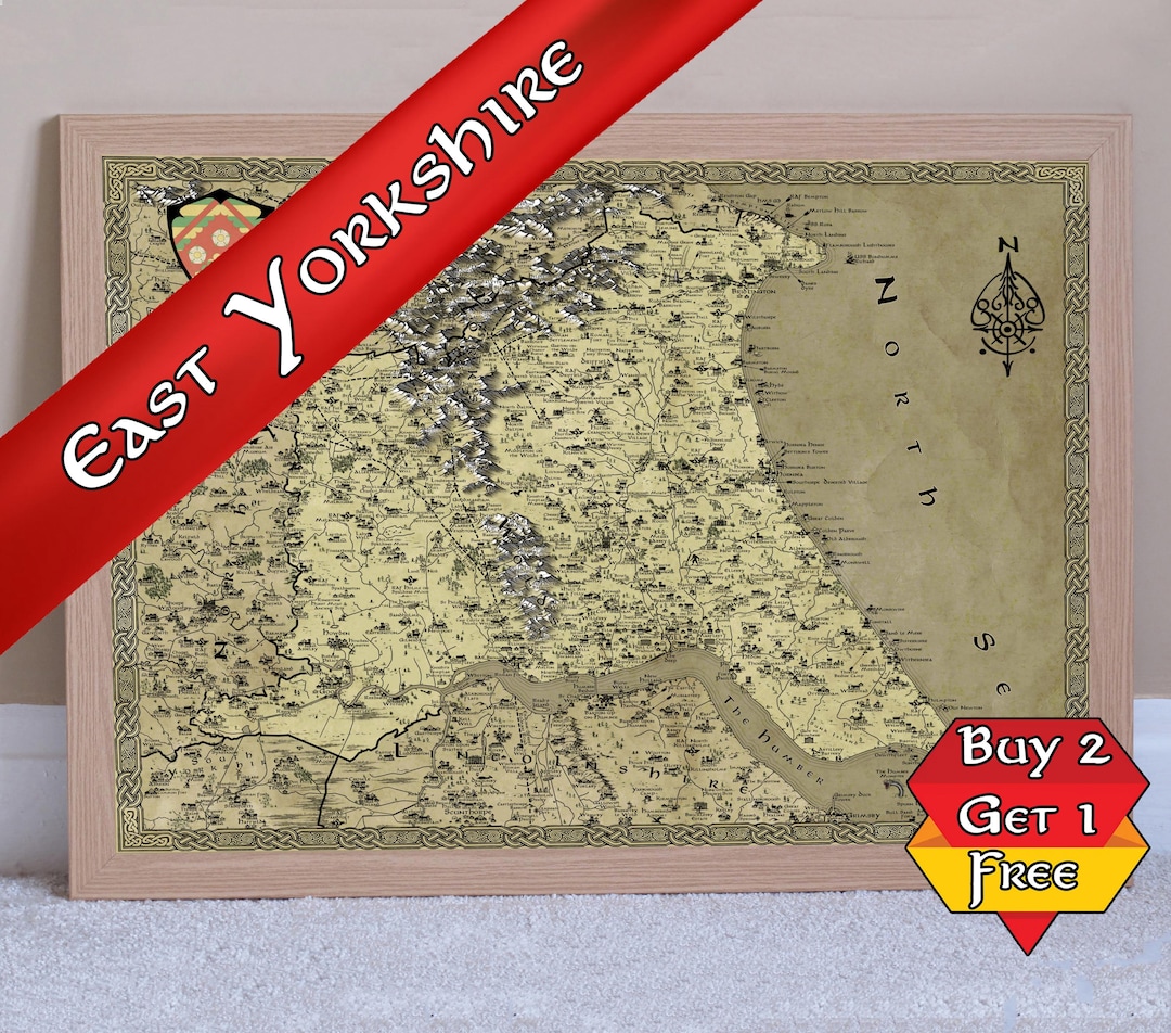 East Yorkshire Fantasy Print, Hull Map Drawing, Bridlington Poster ...