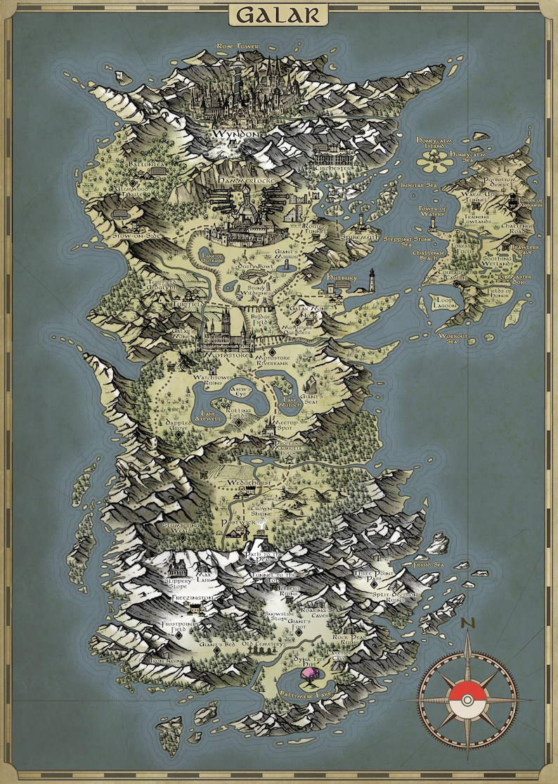 Pokemon Canvas Galar Map Fantasy Map Canvas Print Pokemon - Etsy UK
