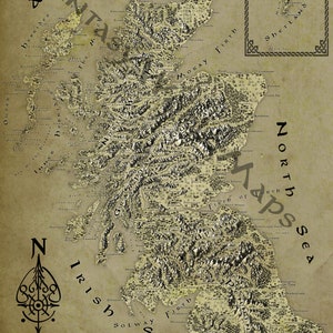 Scotland Fantasy Map, A3 A2 A1 Scottish Poster, Scotland Print ...