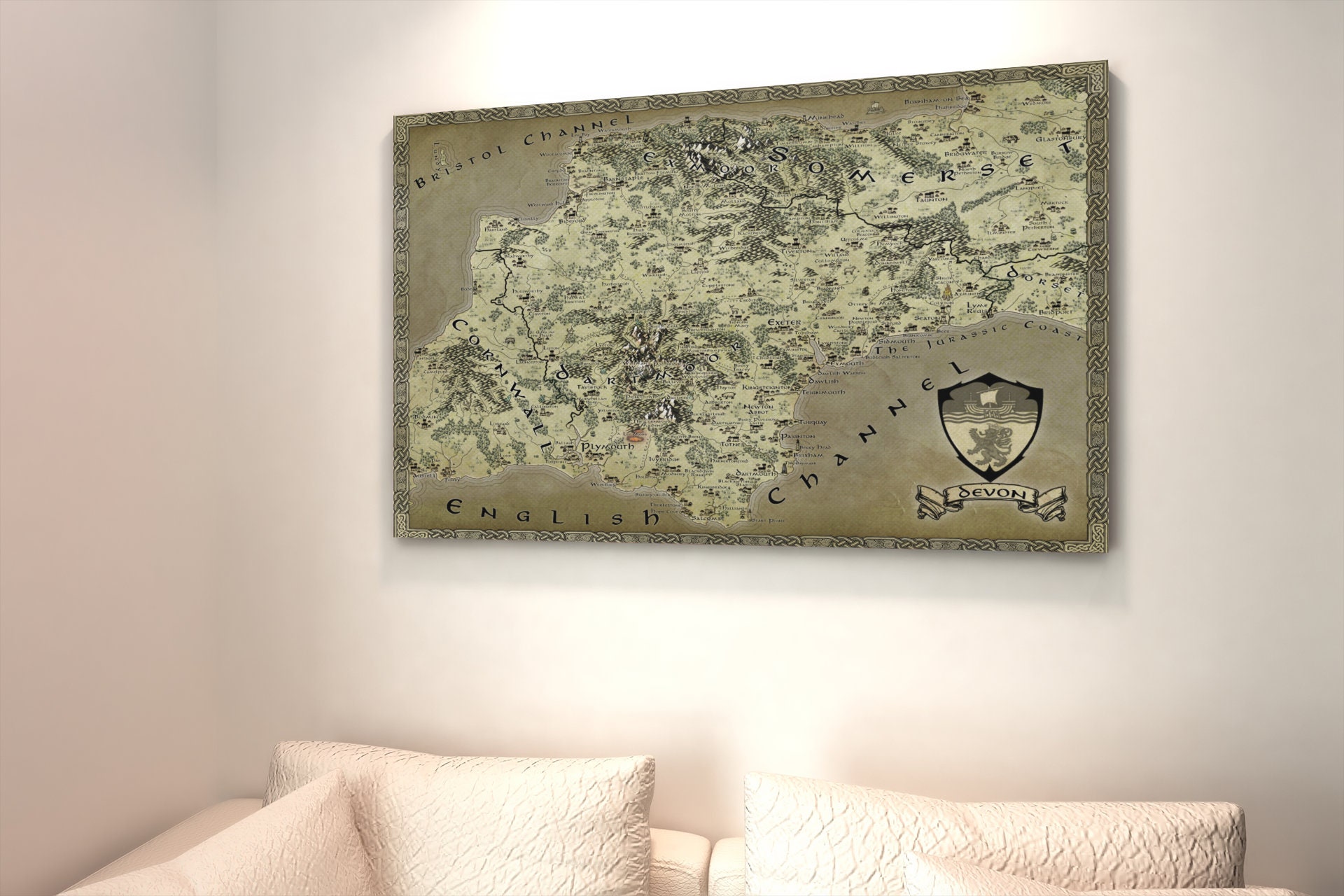 Devon Canvas Fantasy Map Devon Print Devon Wall Art Geeky - Etsy UK