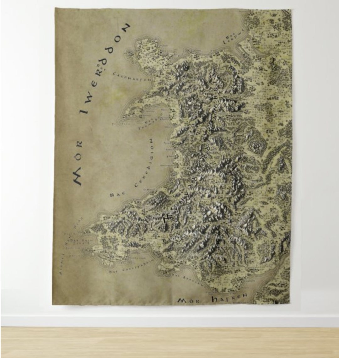 Wales Cymraeg Tapestry, Fantasy Map, Welsh Tapestry, Wall Hanging ...