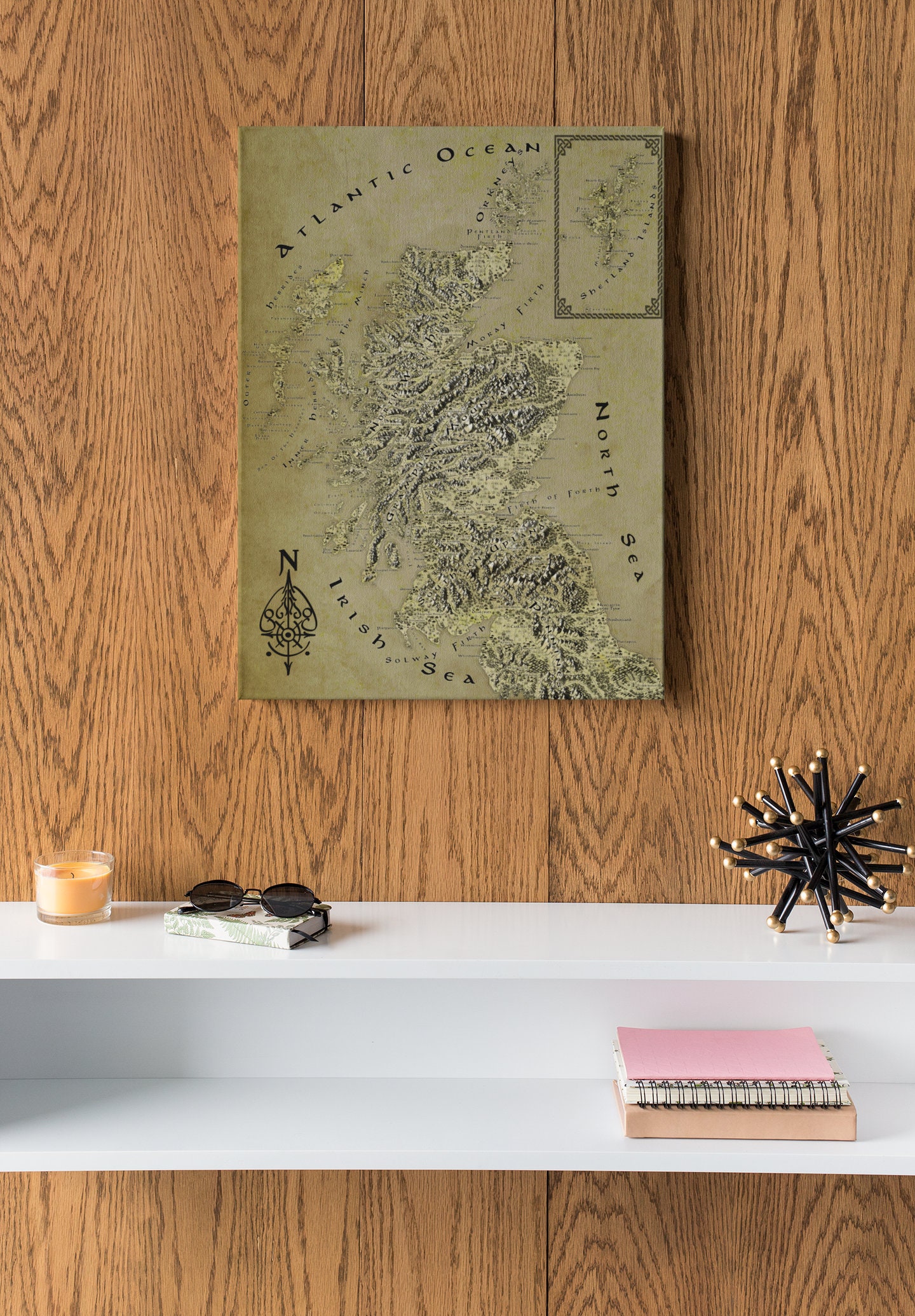 Scotland Canvas Fantasy Map, Scotland Map, Hand Drawn, Scottish Gifts ...
