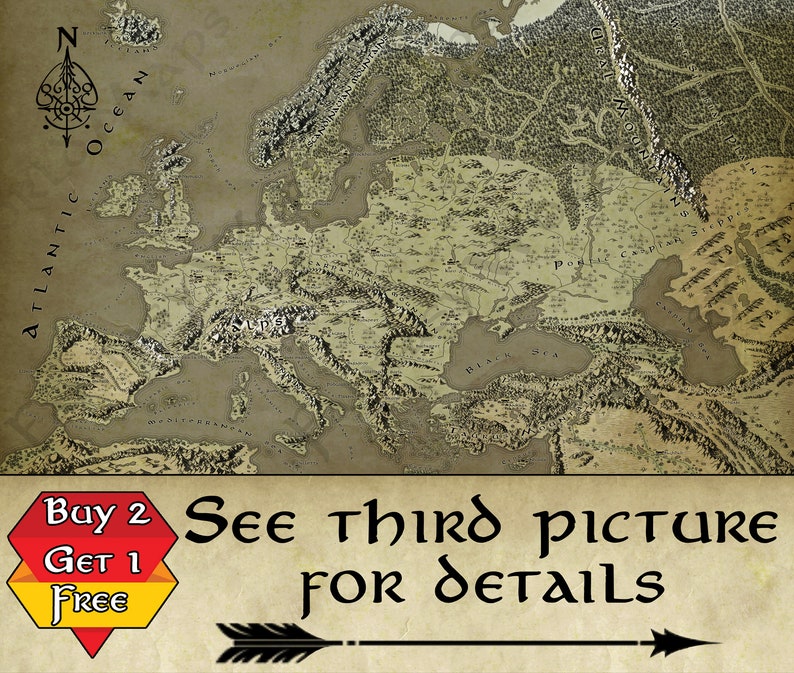 Europe Print Fantasy Map Europe Poster Fantasy Art Print - Etsy UK