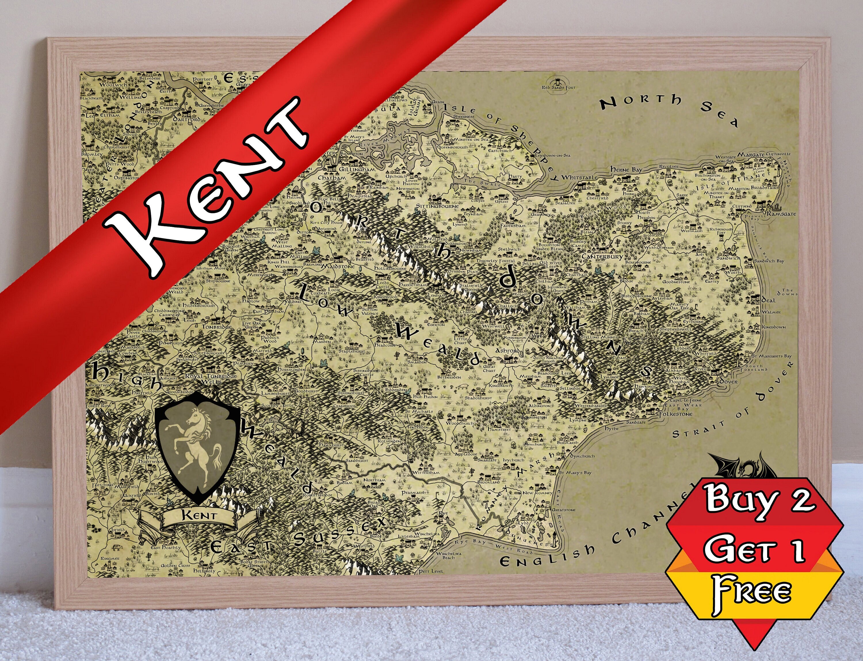 Kent Fantasy Map Kent Poster Kent Print Kent Map Gift - Etsy Australia