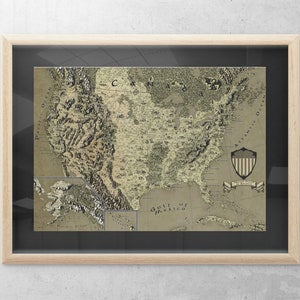 USA Print Fantasy Map, USA Poster, Fantasy Art Print, United States Map ...