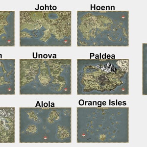 Pokemon Print Alola, Fantasy Map, Geeky Gift for Him, Anniversary ...