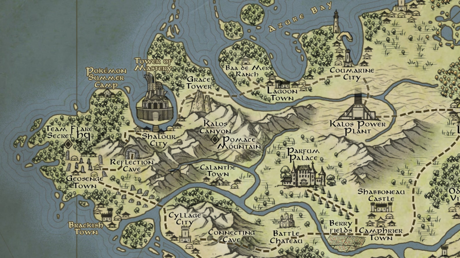 Pokemon Print Kalos, Fantasy Map, Geeky Gift for Him, Nerdy Present for ...