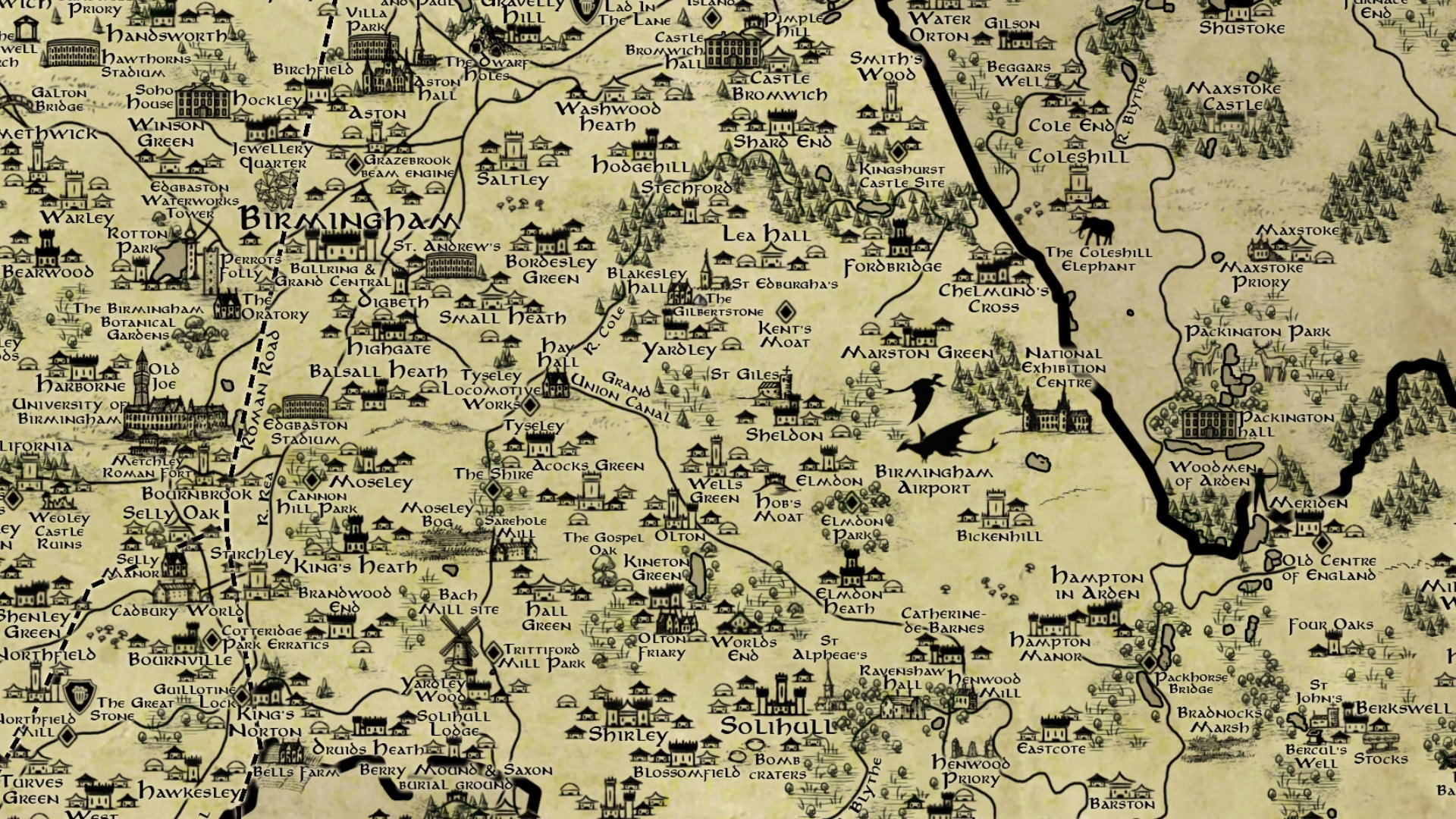 West Midlands Map West Midlands Art Birmingham Poster - Etsy