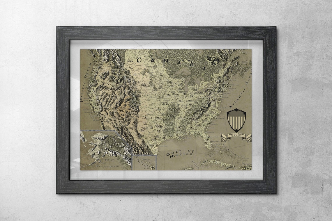 USA Print Fantasy Map USA Poster Fantasy Art Print United - Etsy