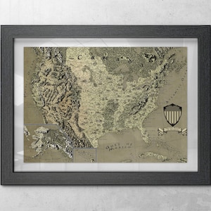 USA Print Fantasy Map, USA Poster, Fantasy Art Print, United States Map ...