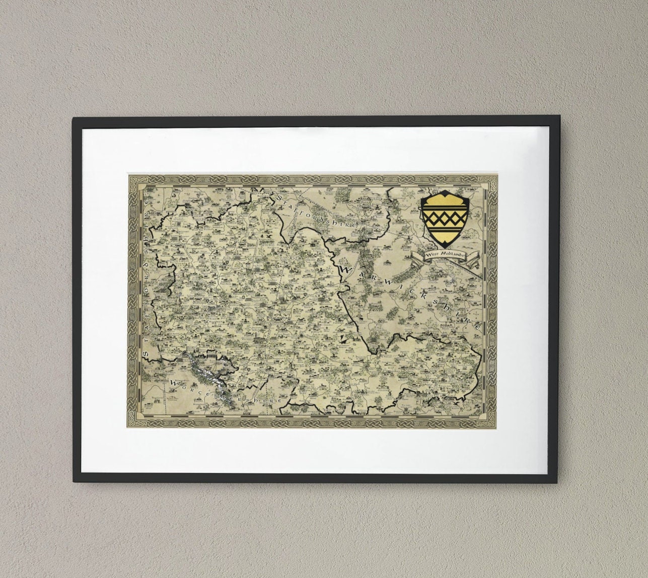 West Midlands Map West Midlands Art Birmingham Poster - Etsy