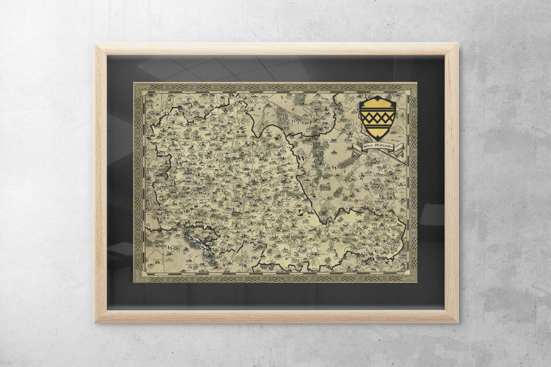 West Midlands Map West Midlands Art Birmingham Poster - Etsy